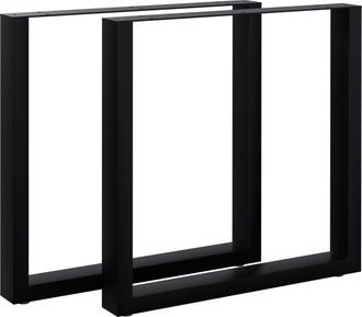 Clp Tischbeine Metall schwarz 2er Set Ilkan, Tischkufen Set f&uuml;r DIY-Esstisch, Tischgestell pulverbeschichtet bis 400 kg belastbar, Farbe:schwarz, Gr&ouml;&szlig;e:70