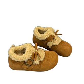 Generic YUJIEBB Bottes de neige r&eacute;tro &agrave; fond &eacute;pais doubl&eacute; en polaire pour femme Style automne hiver chaussures chaudes en coton &agrave; bout rond, Jaune camel., 39.