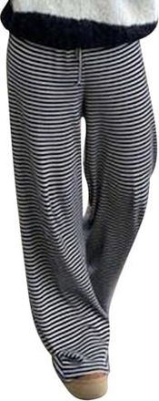 Generic Pantalon rayé à jambe large pour femme, pantalon de pyjama décontracté avec cordon de serrage élastique taille basse, pantalon de pyjama pour femme, p