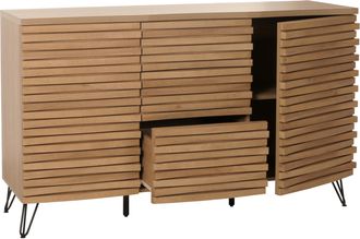 Mendler Sideboard HWC-M49, Schrank Kommode Highboard, 3D-Design Staufächer, MDF Metall 85x142x44cm - Natur