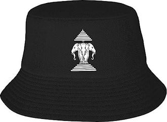 Generic Chapeau De Seau &Eacute;l&eacute;phant &Agrave; Trois T&ecirc;tes du Laos Chapeau De Soleil Respirant &Eacute;t&eacute; Bonnet Soleil, pour Chasse, Plage, La Randonn&eacute;e, 56-58cm