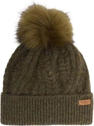 Barbour Bonnet Elsdon en maille torsad&eacute;e - Femme - Accessoires - Vert - Taille: ONE Size