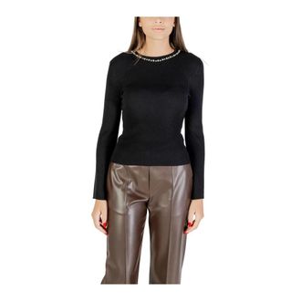 Only Glitzernder Strass Langarm Stricktop - - Knitwear - Damen - Schwarzk - S