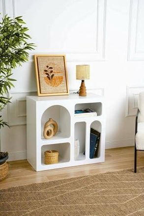 Dmora Anrichte Bellatrix 80x35x74 cm Wei&szlig;, 6 F&auml;cher, Sideboard