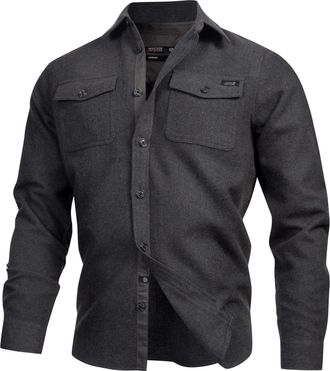 Indicode Herren INLui Langarm-Hemd mit Zwei Brust-Taschen und Knopfleiste | Herrenjacke M&auml;nner Charcoal Mix, XXL