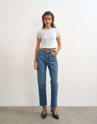 Topshop Orson jean droit ankle grazer stretch confort bleu moyen