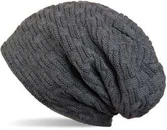 styleBREAKER Bonnet Beanie Chaud en Maille Fine avec Motif tressé et Doublure Laine Polaire Toute Douce, Unisexe 04024058, Couleur:Gris foncé