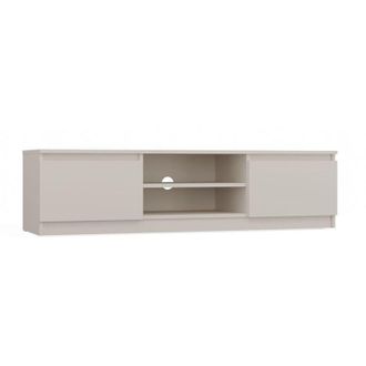 Topeshop Topeshop - tivoli - Meuble tv style moderne beige - 140x40x36cm - 2 niches + 2 portes - Rangement mat&eacute;riel t&eacute;l&eacute;/audio