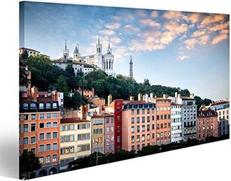 Islandburner Tableau sur toile Lyon, Basilique Notre-Dame de Fourvi&egrave;re avec Sa&ocirc;ne, France Tableaux, Image, Poster JUE