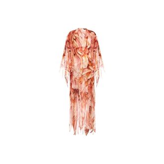 Roberto Cavalli Femme, Maillots de bain, Orange, Taille: 34 FR Kaftan Imprim&eacute; Plumes Orange