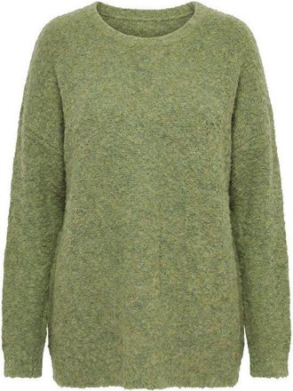 Ulla Popken Strickpullover Pullover Boucl&eacute;-Feinstrick Rundhals Langarm