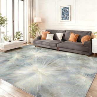 Generic Argent Tapis pour Salon 120 x 170 cm, Lavables avec Dos Antid&eacute;rapant, Tapis &agrave; Poils Courts Imprim&eacute; &Eacute;l&eacute;gant Luxueux Paillettes pour Cuisine Salle &agrave; Man