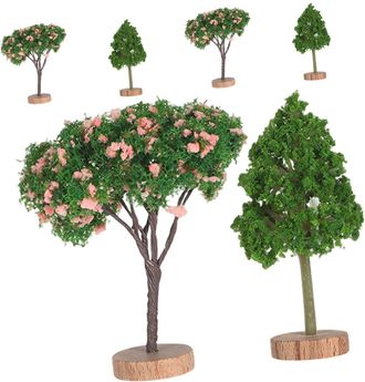 SOLUSTRE 6 Stück Teiliges Mini Modellbaum Realistische Kunststoff Bäume Platzsparend Langlebig für Dioramen Modellbahn DIY Bastelprojekte Mini Bonsai Kokos und