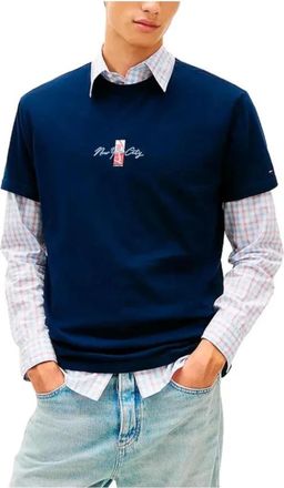 Tommy Hilfiger Homme, Tops, Bleu, Taille: XL Sign Block T-Shirt