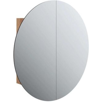 vidaXL Vidaxl - Armoire murale de salle de bain avec miroir rond et LED - Ch&ecirc;ne - Dimensions 54x54x17,5 cm - R&eacute;sistance &agrave; lhumidit&eacute;