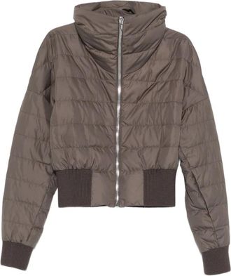 Moncler Femme, Vestes, Gris, Taille: 36 FR Cropped Down Jacket