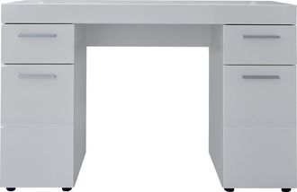 Trendteam Amanda - Schminktisch - Weiß Hochglanz - Schreibtisch mit 1 Tür und 2 Schubladen - (BxHxT) 120 x 76 x 41 cm - Kosmetikschrank mit Stauraum - Modern & 
