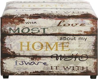 PEGANE Pegane - Coffre de rangement en bois multicolore et simili-cuir coloris vintage -longueur 58 x profondeur 39 x hauteur 42 cm