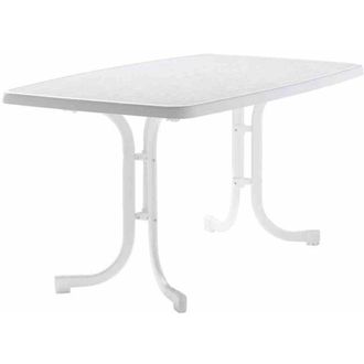 Sieger Boulevard-Klapptisch, 150x90x72 cm, wei&szlig; Gestell aus Stahl in wei&szlig;, Tischplatte aus Mecalit-Pro in wei&szlig;