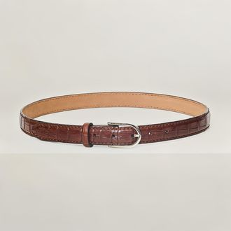 Reptiles House Étoile-Schnalle und Croco-Schwanzgürtel 25 mm - Mahagoni