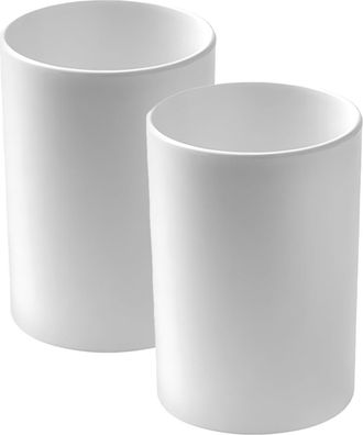 DOITOOL 2 Stück Weißer Zahnputzbecher aus Bruchsicherem Ergonomisch Geformt Vielseitig als Trinkbecher und Zahnbürstenhalter für Badezimmer und Reisegebrauch
