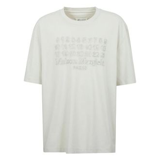 Maison Margiela Homme, Tops, Beige, Taille: M T-shirt en coton avec motif de chiffres