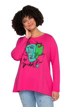 Angel Of Style Damen große Größen Übergrößen Plus Size T-Shirt, Gesichts-Motiv, Rundhals, Langarm pink 50 831348803-50
