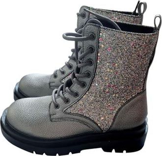 Generic Bottines à paillettes élégantes pour femme - Bout rond - Rétro - Talon bas épais - Antidérapantes - Coupe large - À lacets - Pour fête en plein air, g