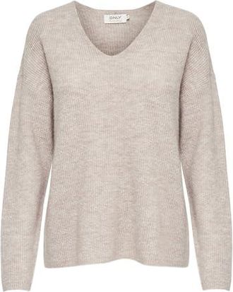 Only ONLCAMILLA V-Neck L/S Pullover KNT Noos Sweater, Pierre &agrave; pomper : m&eacute;lang&eacute;e, M Femme