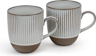 Bredemeijer Teetassen Set 2-teilig - braun gestreifte Keramik Trinkbecher mit Henkel - Steingut-Tassen mit je 450 ml Fassungsverm&ouml;gen