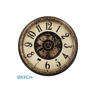 Fabrilamp Fabrilamp - Horloge de Mur Trévise Noir Or 83x83x10 cm Engrenages avec Mouvement