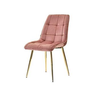 Selsey Briare - Polsterstuhl Vintage-Optik mit Veloursbezug in Pink und Beinen aus Stahl in Goldfarbe