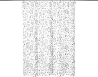 Bonamaison Le Jardin du Lin Digital Gedruckter Duschvorhang, Badewannenvorhang, Duschvorhangringe Enthalten, Größe: 140x200 cm - Entworfen und Hergestellt in der