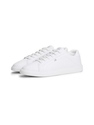 Tommy Hilfiger Slip-On Sneaker TOMMY HILFIGER TH ICON COURT LIGHT, Damen, Gr. 37, wei&szlig;, Leder, Schuhe, Freizeitschuh, Slipper mit Flaggen-Stickerei