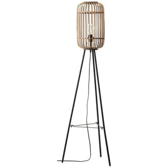 Brilliant ZWEITE WAHL Lampe Woodrow Standleuchte dreibeinig hellbraun | 1x A60, E27, geeignet f&uuml;r Normallampen (nicht enthalten) | Skala A++ bis E | Mit Fu&szlig;scha