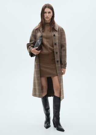 Mango T-shirt cuir synth&eacute;tique marron clair/pastel - Femme - XS - MANGO