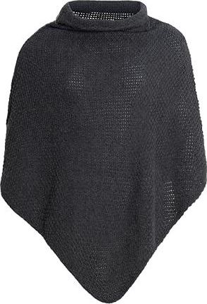 Knit Factory Coco Poncho Tricot&eacute; - Cape Femme - Ch&acirc;le Femme - Poncho pour lAutomne et lHiver - Poncho Femme en Laine et Acrylique - Anthracite - Taille Unique