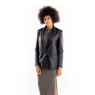 Hinnominate Hinnominate, Femme, Vestes, Noir, Taille: 38 FR Veste Large en Similicuir