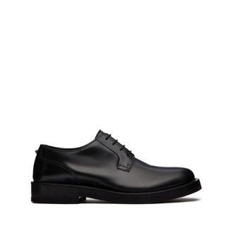 Valentino Garavani Homme, Chaussures, Noir, Taille: 40 EU Chaussures Derby en Cuir Noir à Clous Roman Stud