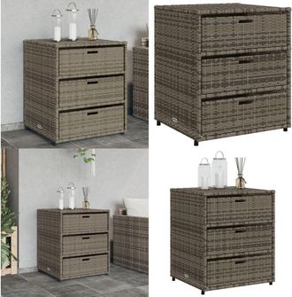 vidaXL Gartenschrank Grau 55x59x69 cm Poly Rattan - Outdoor-Schrank - Gartenschrank - Stauraum - Gartenorganisation - Polyrattan - Home & Living