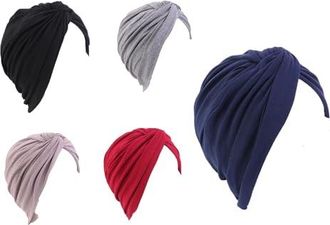 Generic Bandeau pré-noué pour chimio pour femme - Bonnet turban - Motif floral - Coton - Alopécie - Noir uni - Bas du cou, Noir, Taille unique