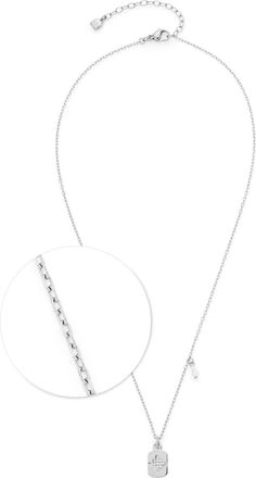 Leonardo Halskette Ciao Amarila, kurze Kette aus silberfarbenem Edelstahl, Medaillon-Anhänger mit Zirkonia Steinchen und zusäzlichem Perlen-Anhänger, 42-47 cm 