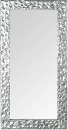 MO.WA Moderner Wandspiegel Silberrahmen 41x81 dekorativer Holzspiegel Silber Flurspiegel Badezimmerspiegel Wohnzimmer Schlafzimmer Made in Italy
