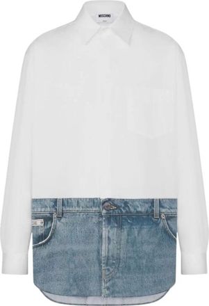 Moschino Homme, Chemises, Multicolore, Taille: L Printed Cotton Poplin Shirt