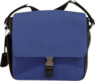 Prada unisex, Pre-owned, Bleu, Taille: ONE Size Sac messager Pre-owned &agrave; rabat et boucle Impunturato
