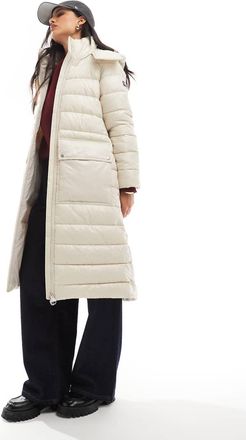 Barbour Aisha - Puffermantel in Cremewei&szlig; mit G&uuml;rtel