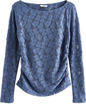 Next Langarmbluse Langarmoberteil mit U-Boot-Ausschnitt und Spitze (1-tlg)