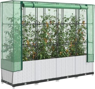 vidaXL Vidaxl - Jardini&egrave;re sur&eacute;lev&eacute;e avec housse aspect rotin 160x40x138 cm