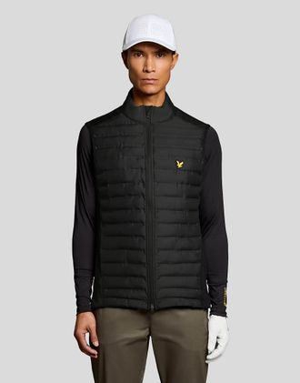Lyle & Scott gilet de golf l&eacute;ger hybride matelass&eacute; zipp&eacute; int&eacute;gral en noir jet
