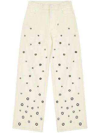 Laneus jean ample à détails doeillets - Blanc